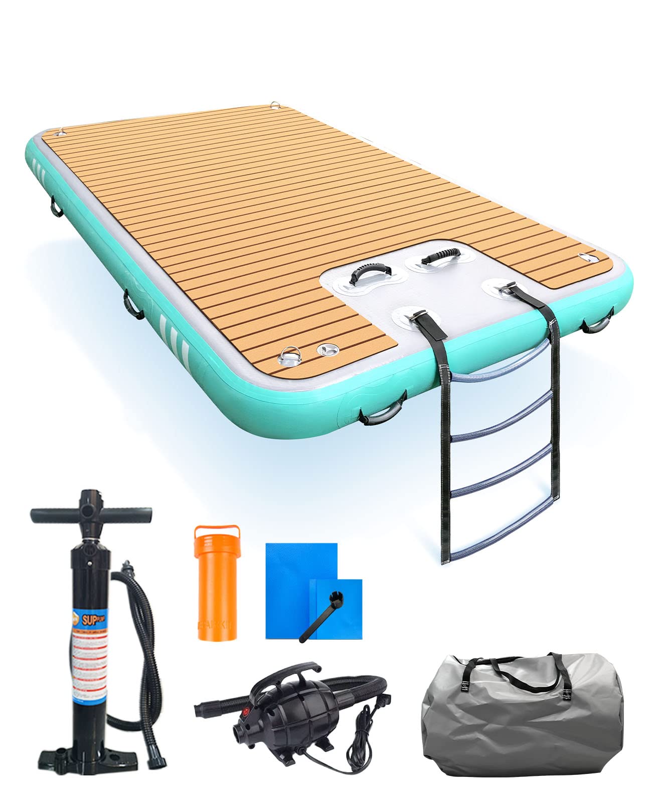 Inflatable Floating Dock, 8/5ft Swim Platform Dock, Inflatable Water ...
