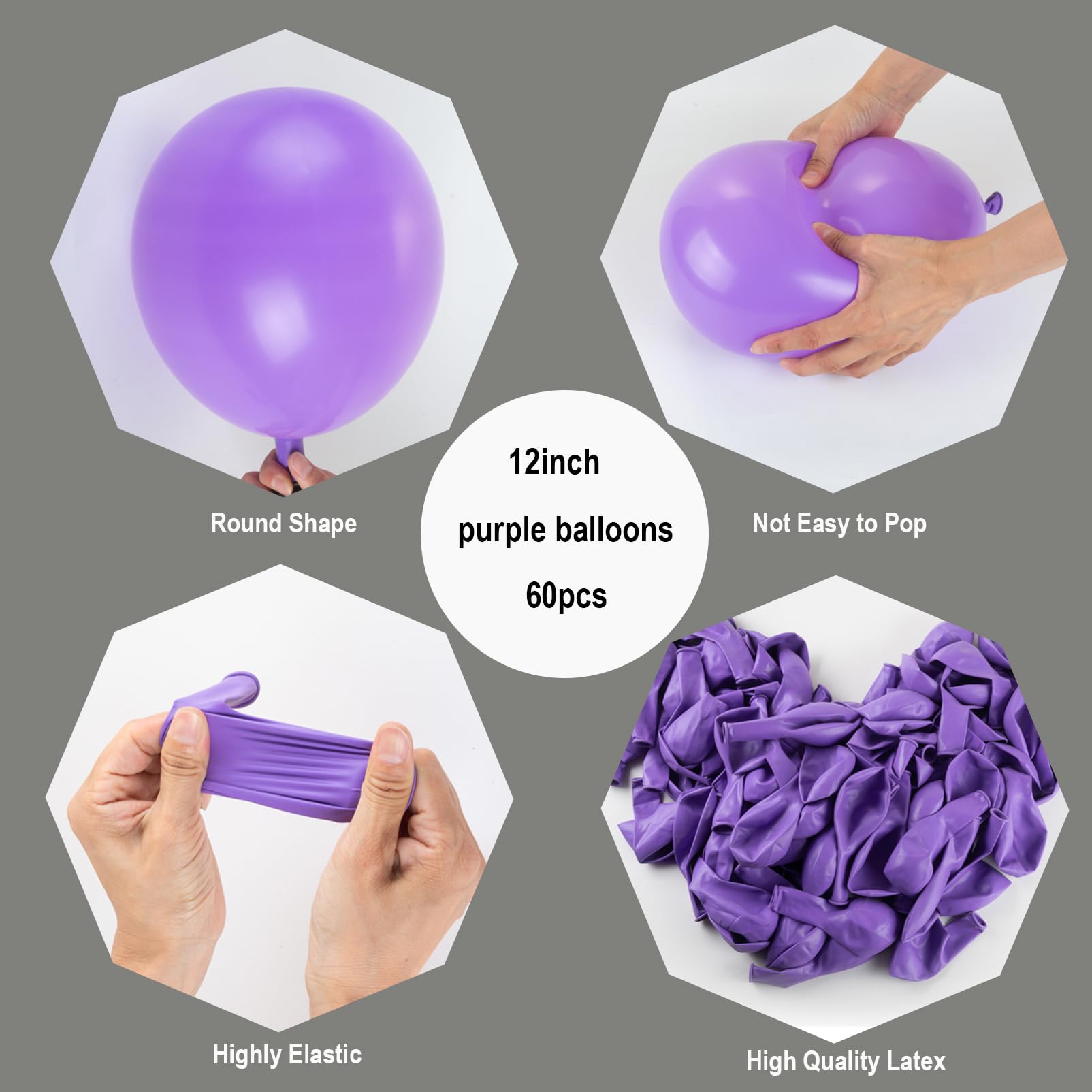 Snapklik.com : Purple Balloons 12inch, 60pcs Purple Helium Latex ...