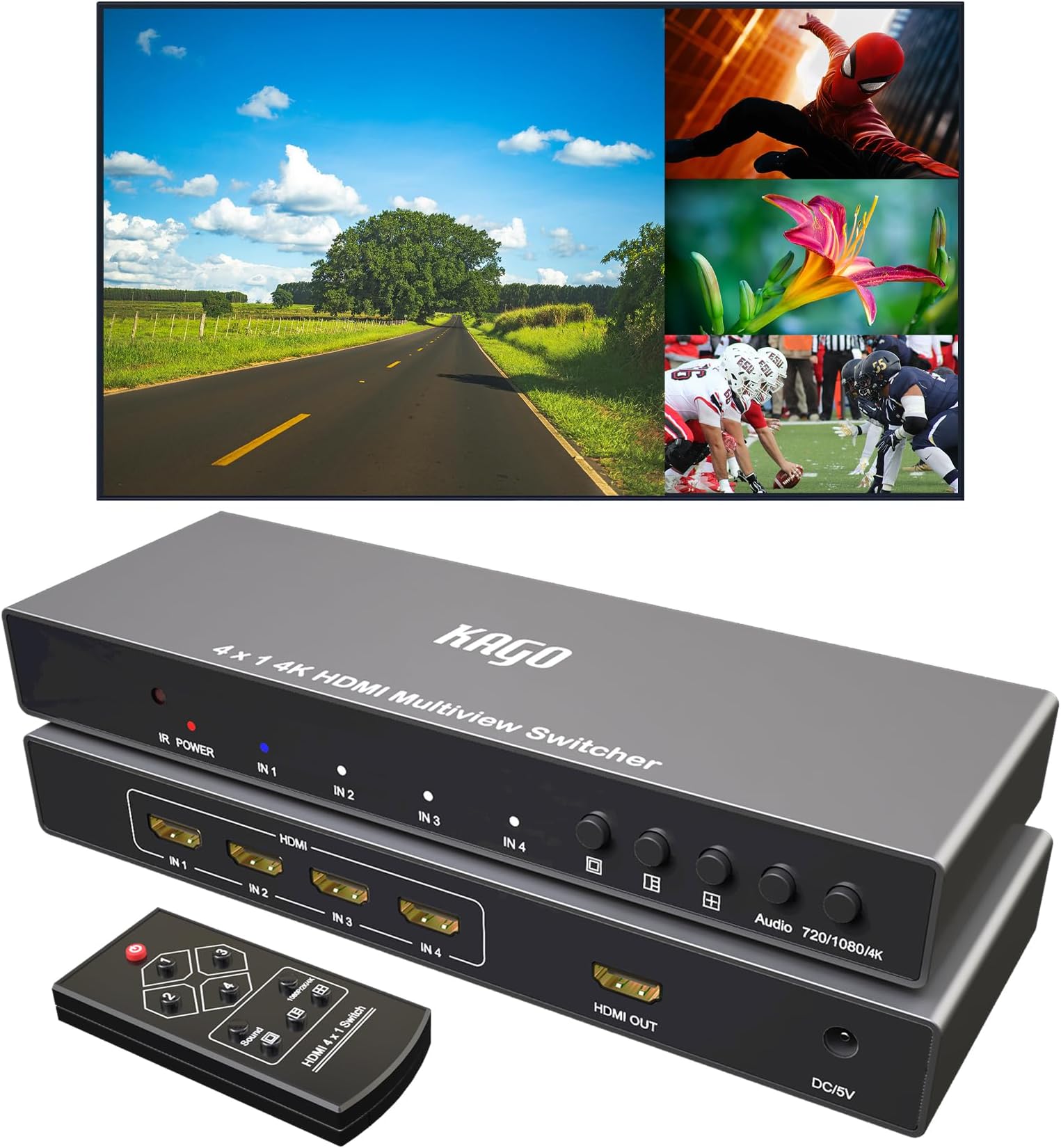 Amazon.com: J-Tech Digital 4x1 HDMI Multi-viewer & Seamless Switcher 4K ...