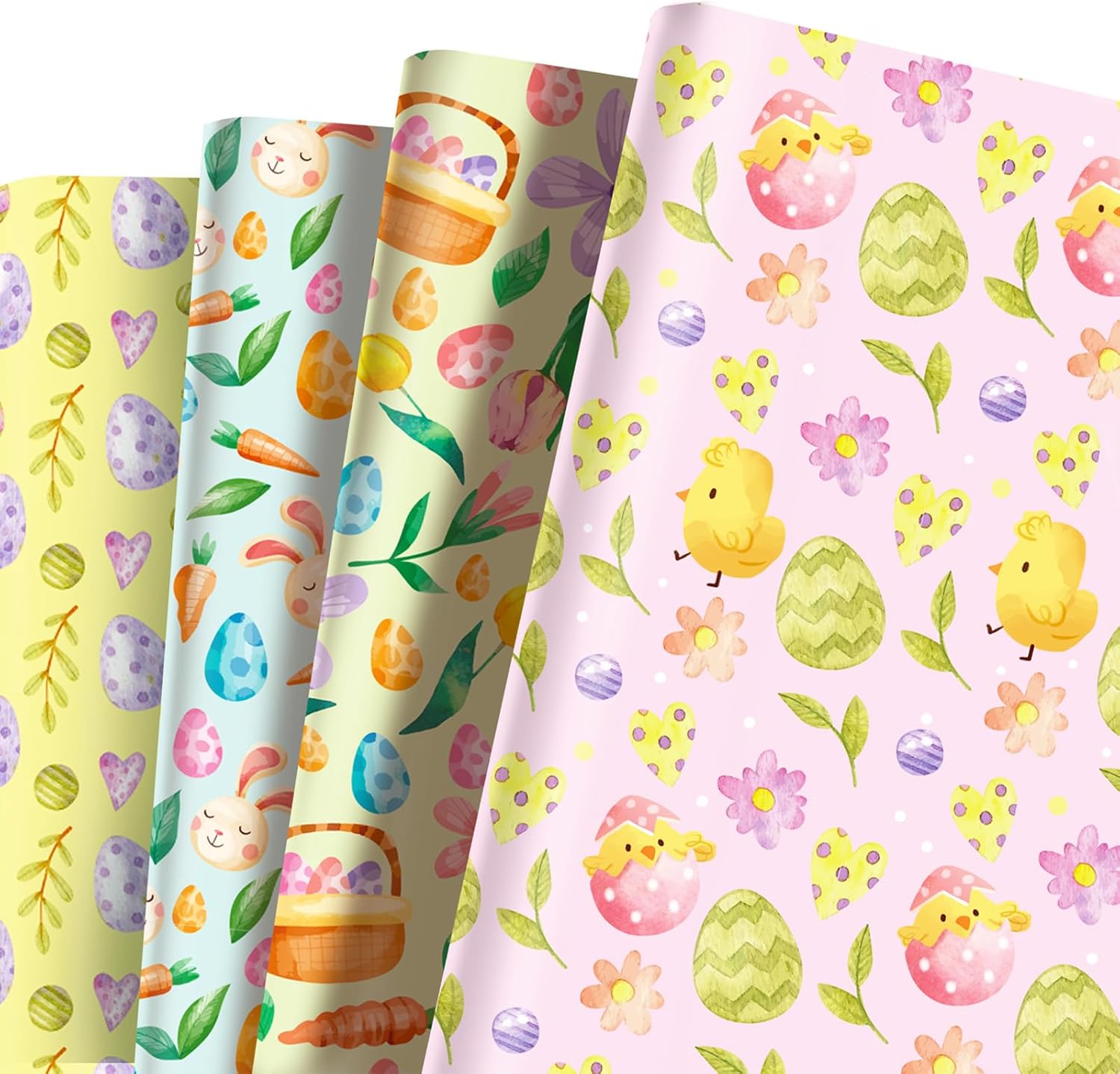 12 Rolls Easter Wrapping Paper,Easter Rabbit Art Gift Wrapping Paper ...