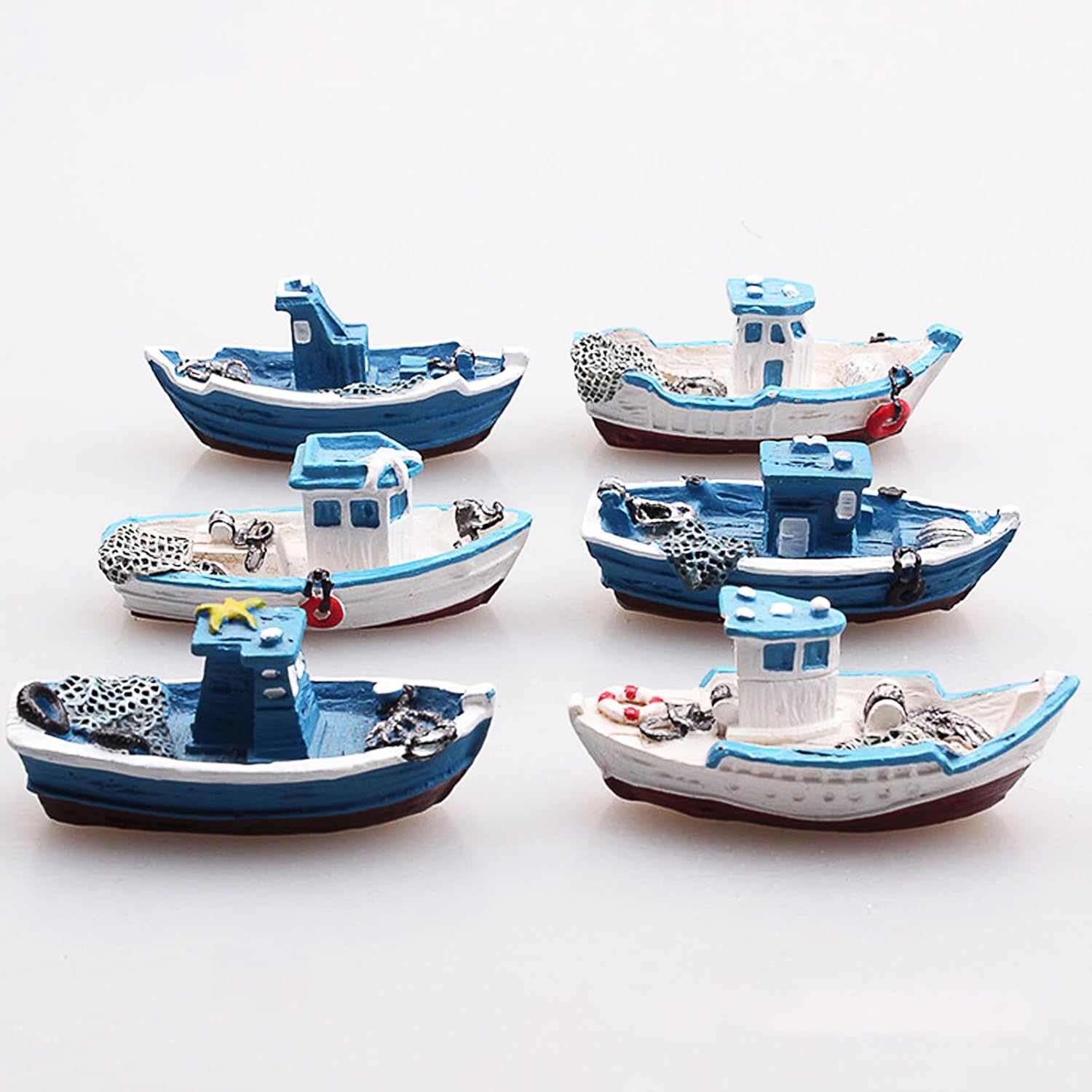 Amazon.com: 6-Piece Miniature Fishing Boats Set - Vintage Mediterranean ...