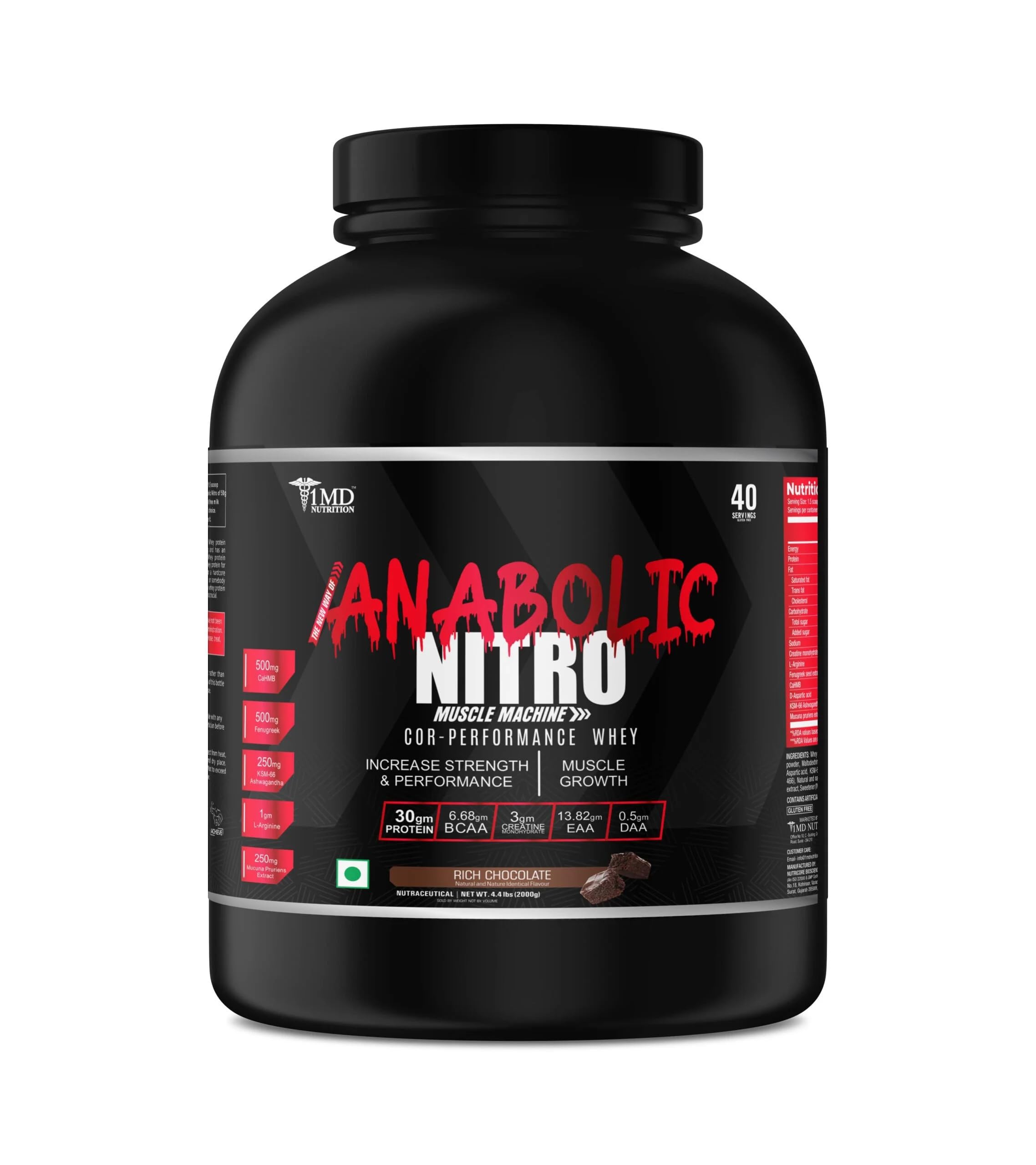 Buy 1md tionAnabolic Nitro, Advanced Protein Blend with 30gm Protein ...
