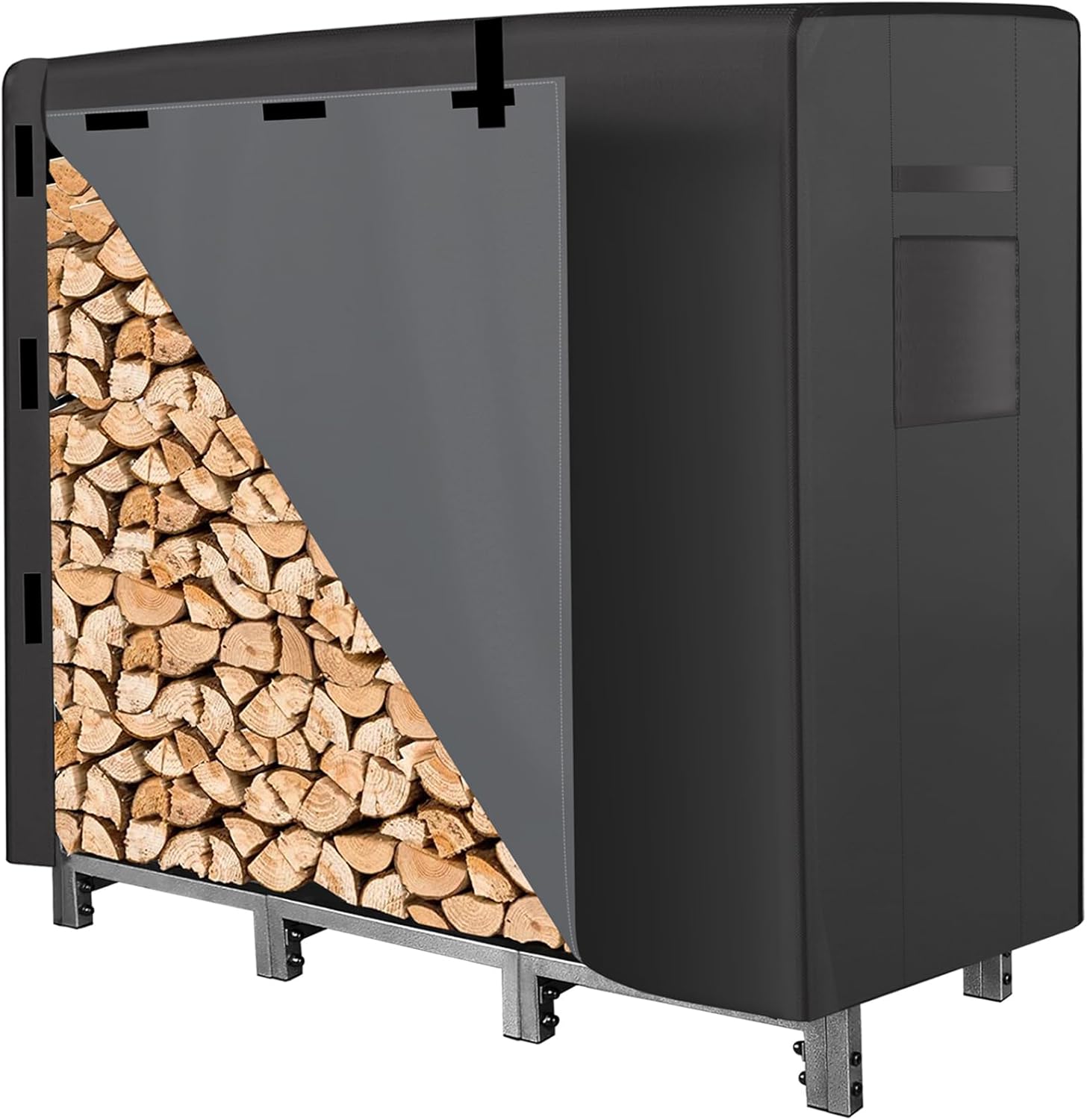 FOSKU 4ft Firewood Rack Outdoor Heavy Duty Fire Wood Holder Outdoors ...