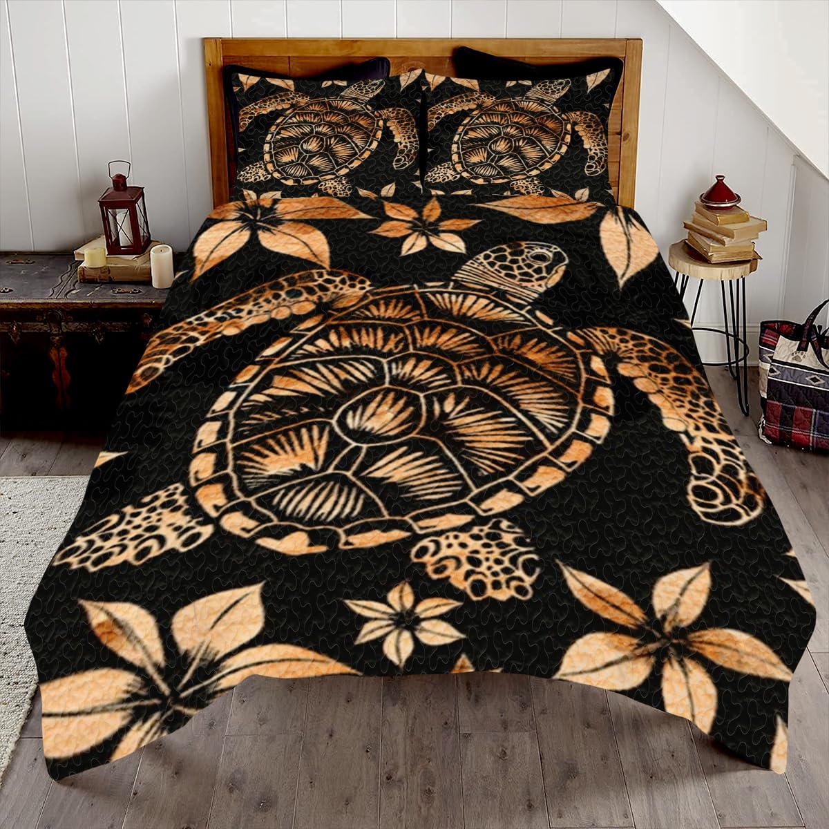 Amazon.com: Turtle Quilt Pattern - Hibiscus Sea Turtle Quilt Set - Sea ...