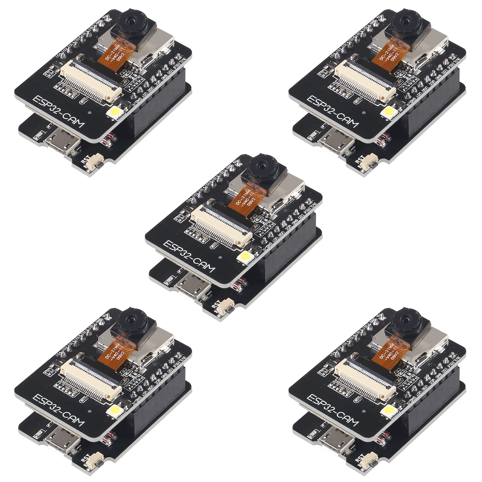 Amazon.com: 5Pcs ESP32 Cam Micro USB ESP32 Serial to WiFi ESP32 CAM Development Board with ...