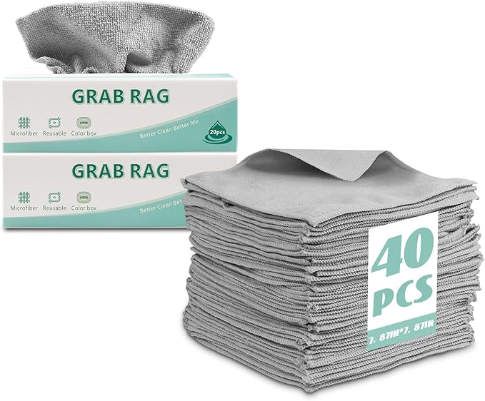 Amazon.com: Vecegere Microfiber Rags in A Box (2 Pack 40 Count ...