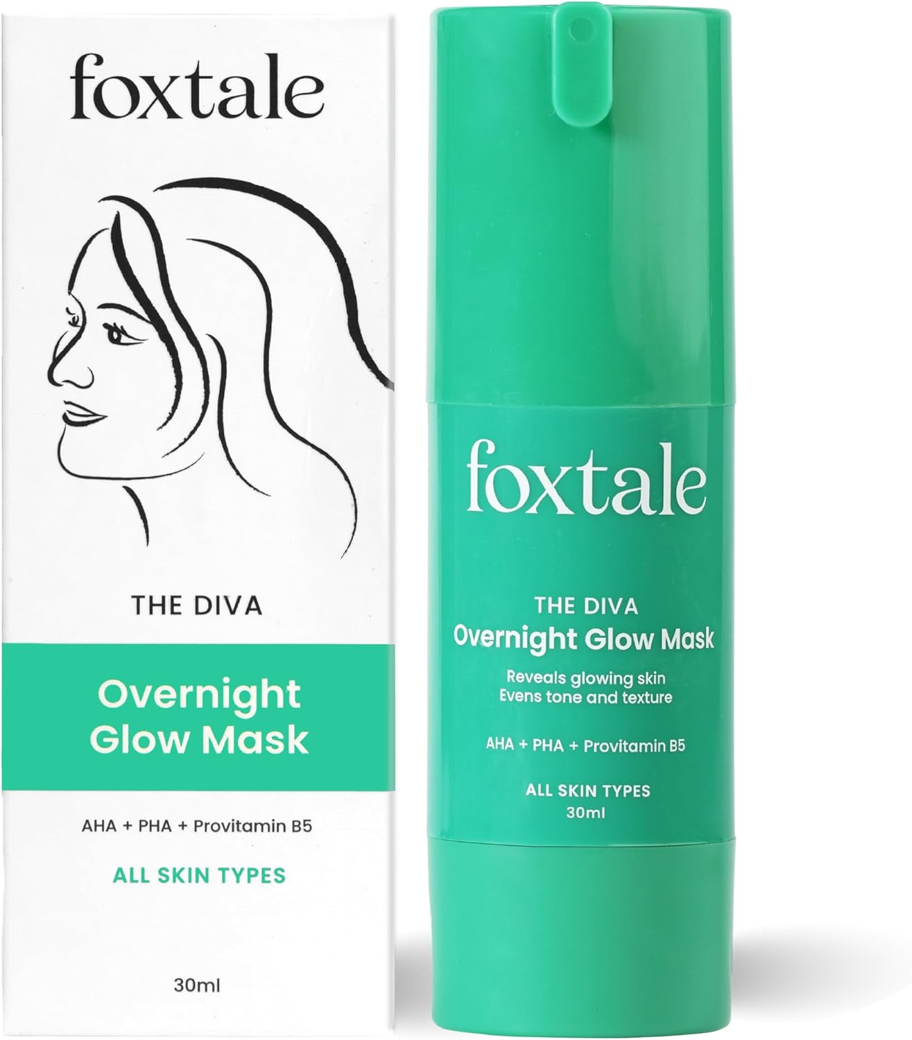 FoxTale 2% Glycolic + 2% Lactic Acid Overnight Glow Mask With AHA, PHA ...