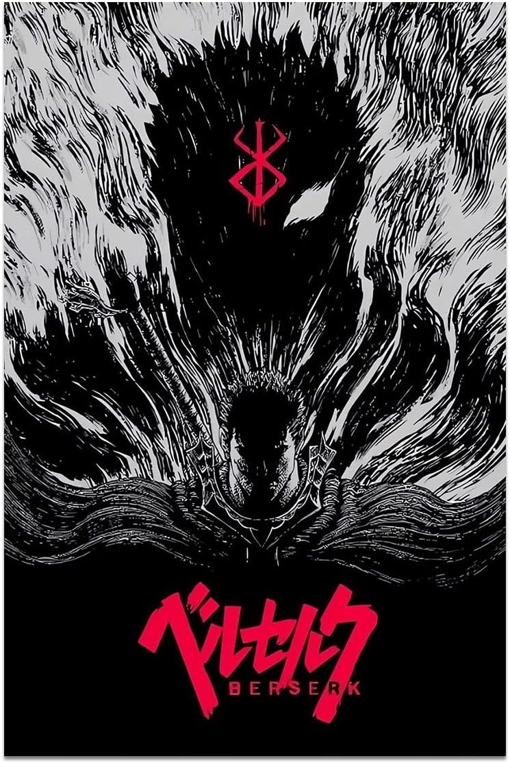 Amazon.com: Berserk Poster Anime Posters Black And White Wall Art ...