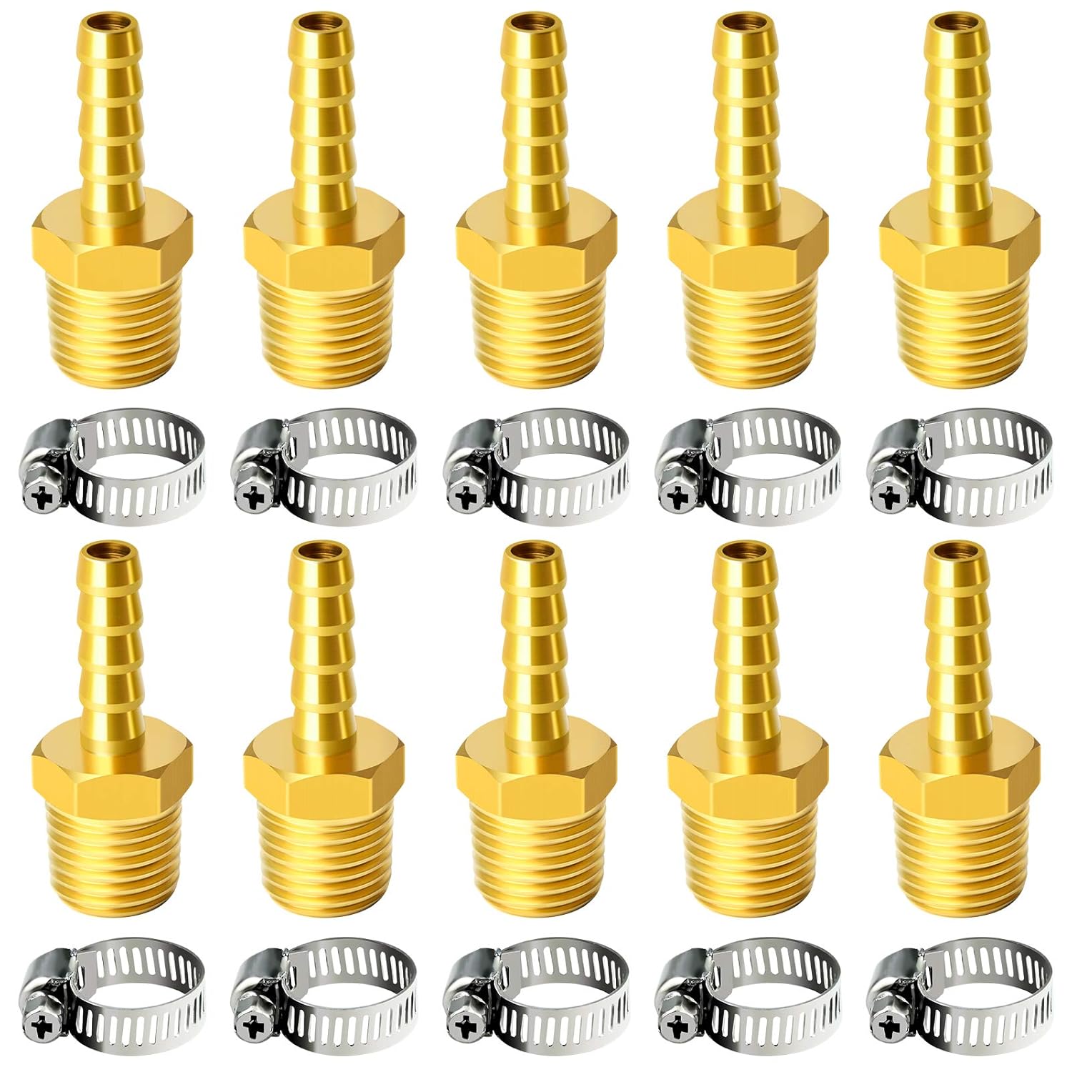 Tailonz Pneumatic Brass Hose Barb Fitting -1/4 Inch Barb to 3/8 Inch ...