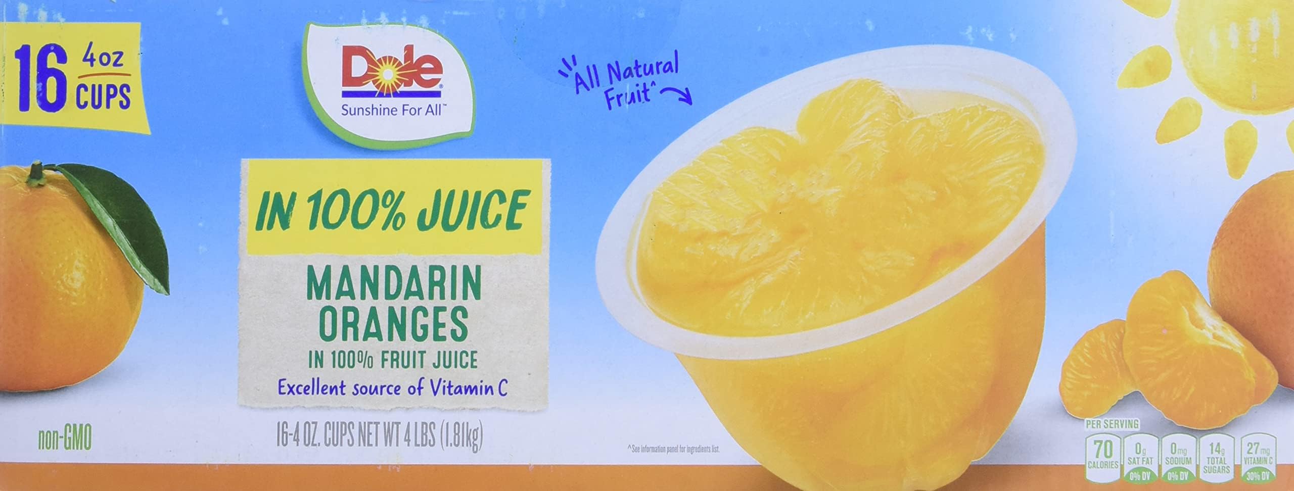 Amazon.com : Dole Fruit Bowls Mandarin Oranges in 100% Juice Snacks ...