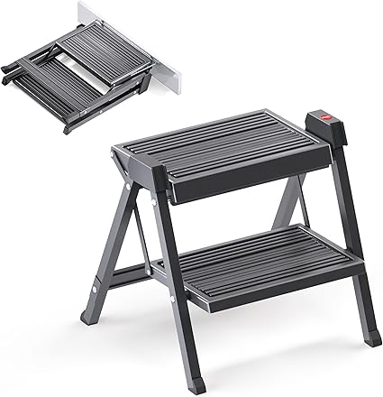 HAILO Toe-Kick Step Stool - Folding Step Ladder (14 inches), Pull-Out 2 ...