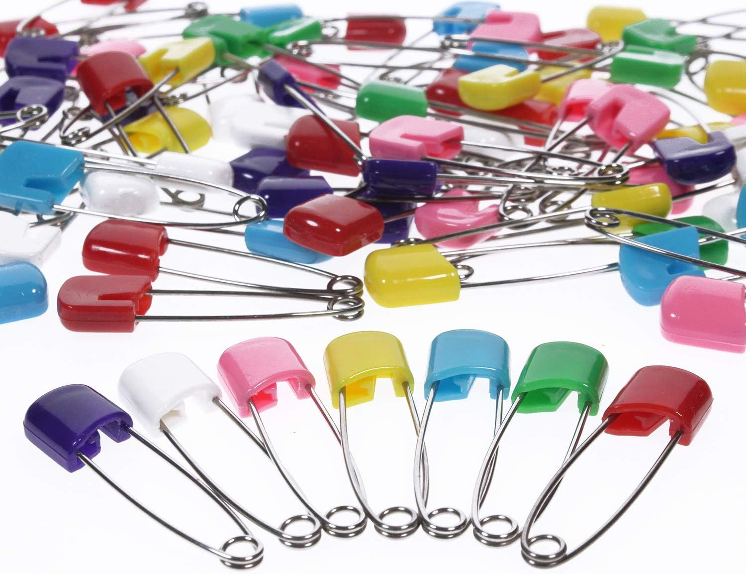 Amazon.com: AnMiao Star 100 Pcs 7 Colors Plastic Head Safety Pin Safety ...
