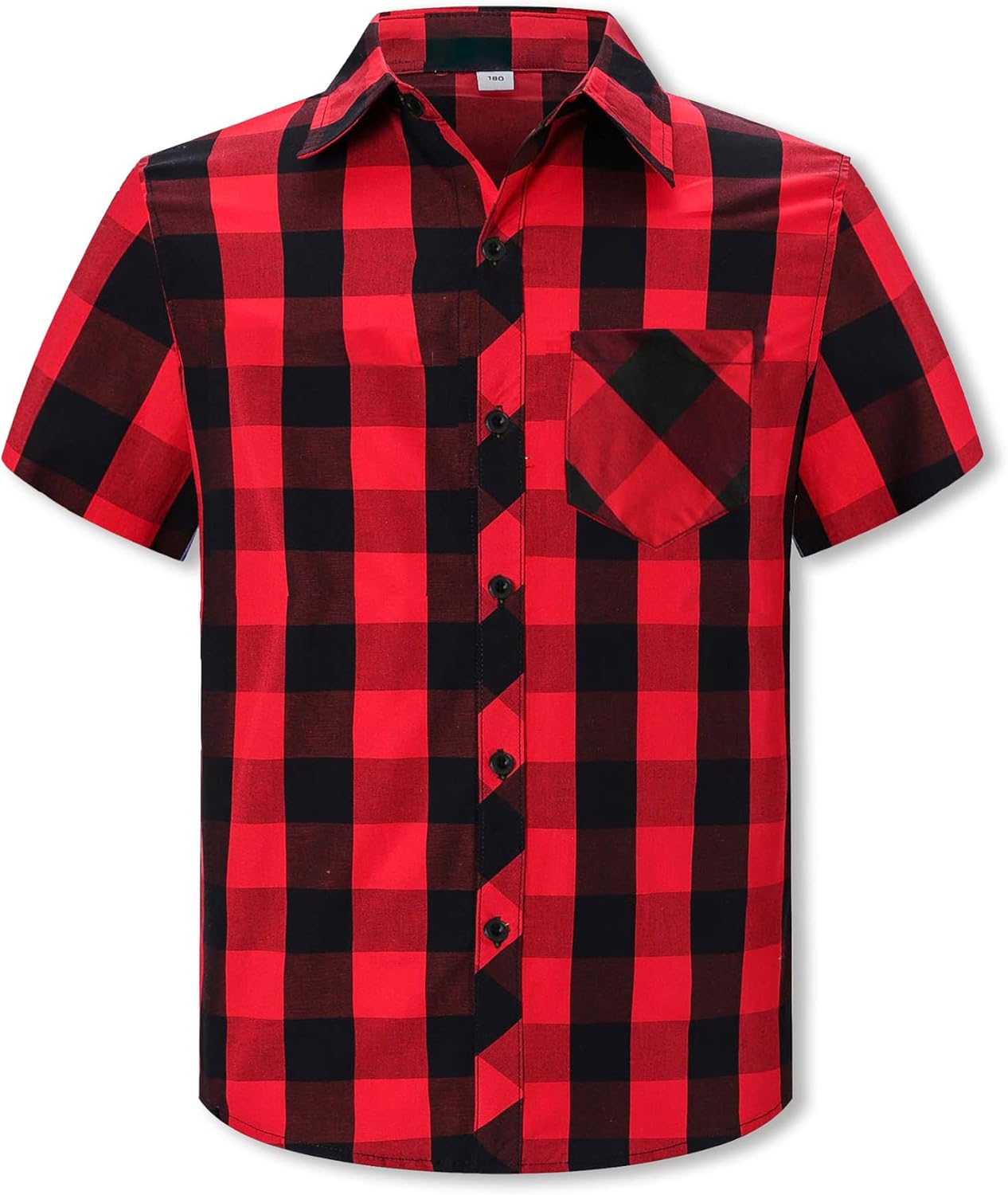 Cromoncent Boy Men's Summer Casual Short Sleeve Buffalo Plaid Button ...