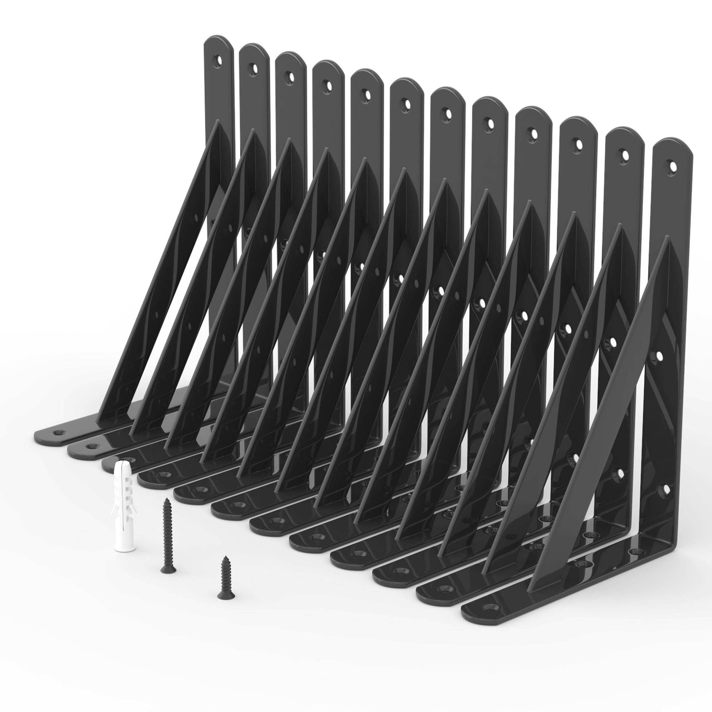 Cudebo 12 Pack 8 Inch Heavy Duty Shelf Brackets Wall Mounted, Triangle ...
