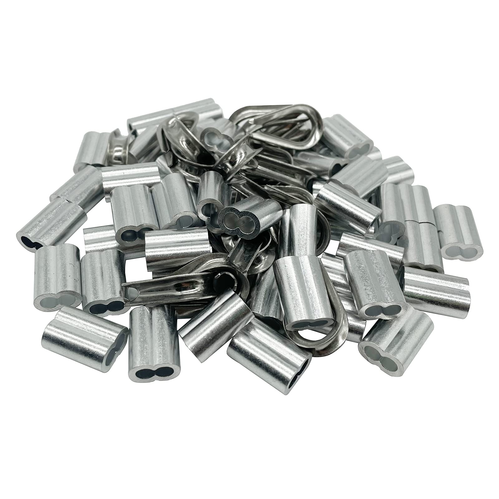 1/5" Aluminum Crimping Loop Sleeve 50PCS with M5 Stainless Steel ...