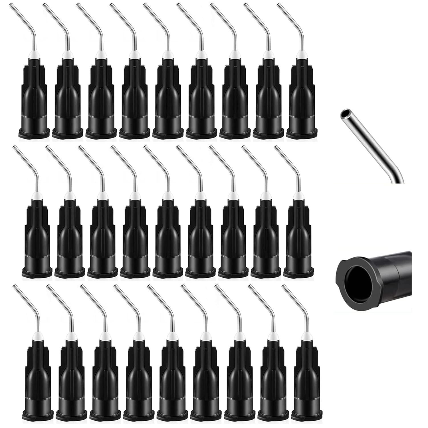 Bent Dispensing Tips, 300 Pieces 20 Gauge Black Blunt Tip Dispensing ...