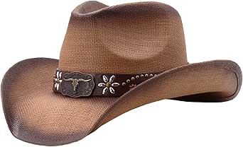 Retro Rodeo Wild Western Cowboy Hats for Men and Women - Bull - Brown ...