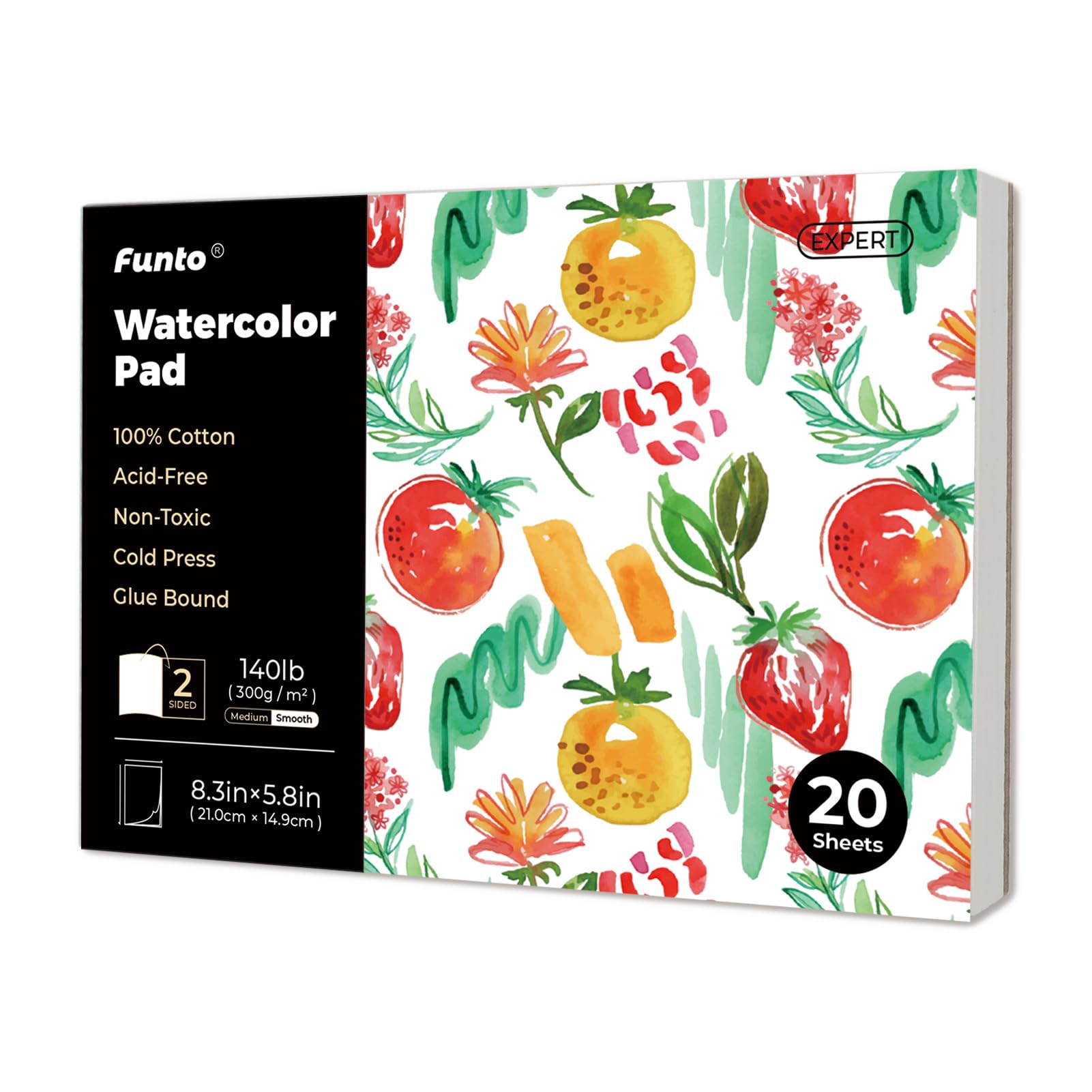 Funto Watercolor Paper Pads, 100% Cotton, 20 Sheets, A5 (8.3x 5.8 ...