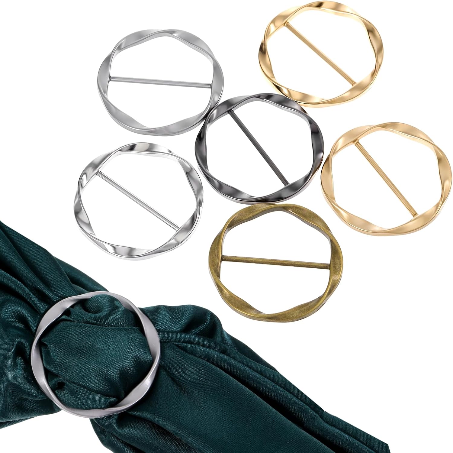 Amazon.com: IANFAN 6 Pcs T-Shirt Tie Clips, Silk Scarf Ring Clip Twist ...