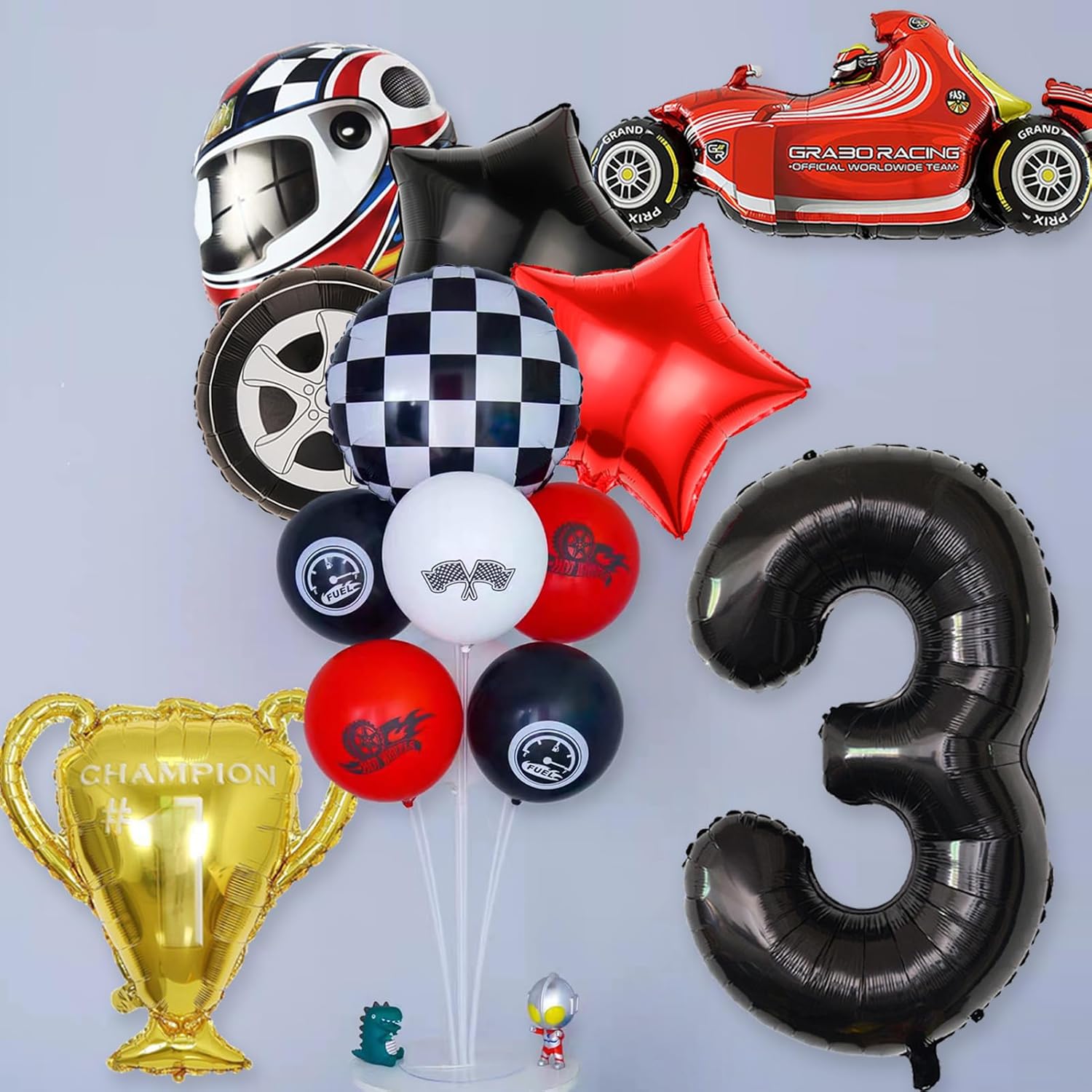 Globos de auto de carreras, 11 globos de número negro de 40 pulgadas ...