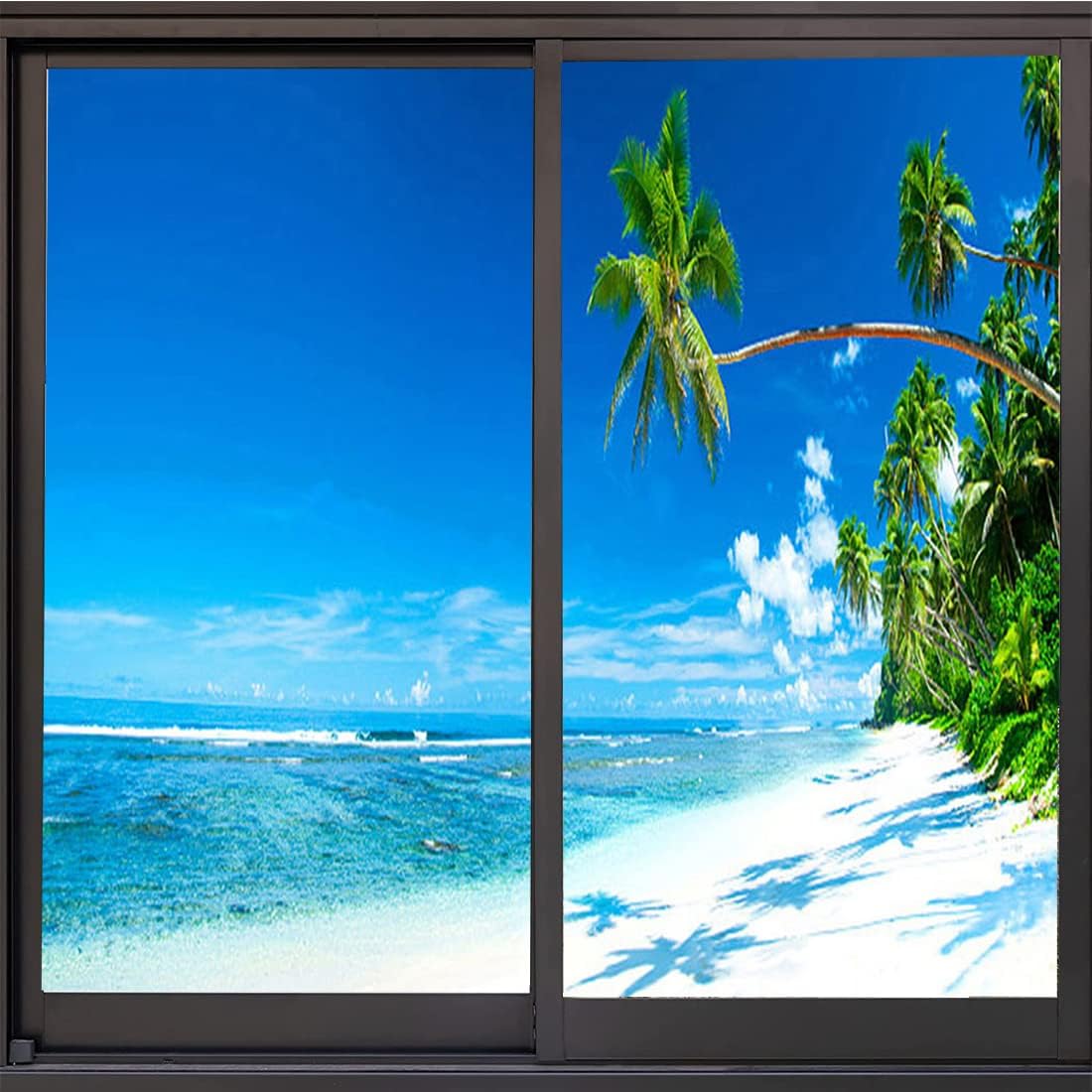 Amazon.com: Ocean Static Cling Decorative Window Privacy Film, Seashore ...