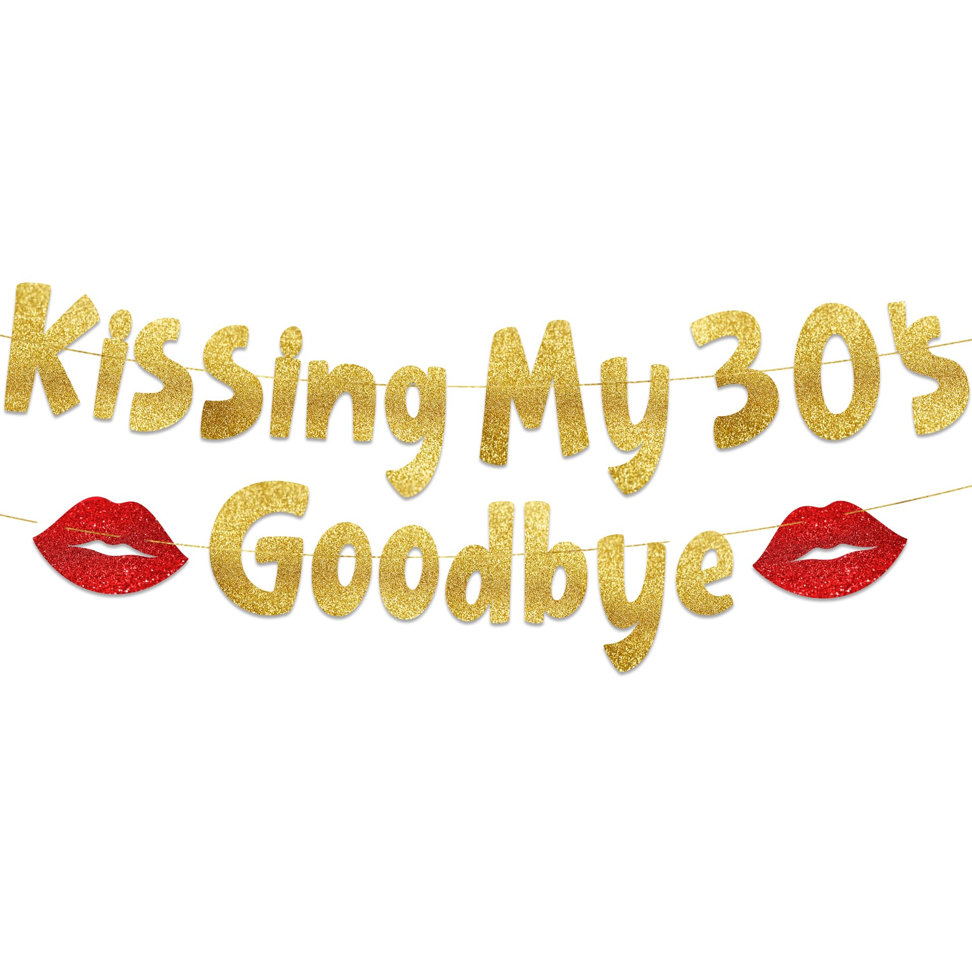 Amazon.com: Kissing My 30s Goodbye Gold Glitter Banner- Happy 40th ...