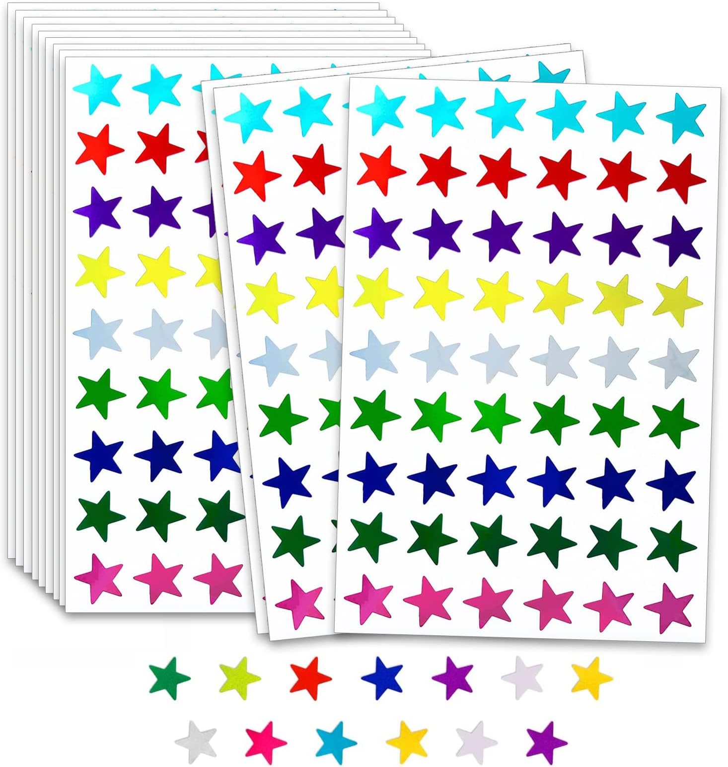 Amazon.com: Iconikal Bulk Metallic Foil Reward Stars Stickers, Blue ...