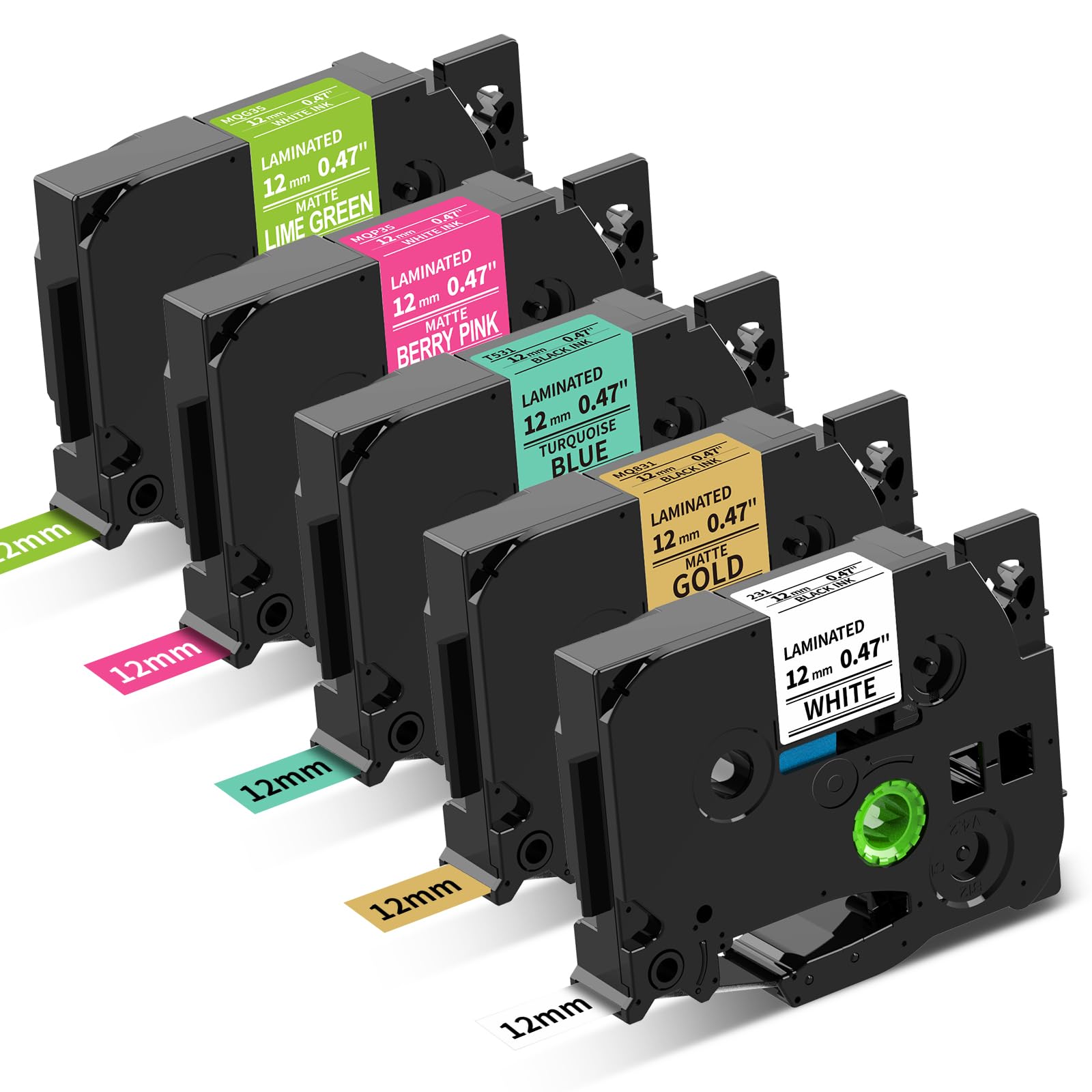 Aken 5 x Coloured Label Compatible with Brother 12mm Compatible with ...