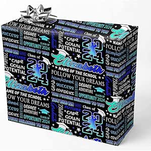 Amazon.com: AOFUN Personalized Class Of 2024 Gift Wrapping Papers ...
