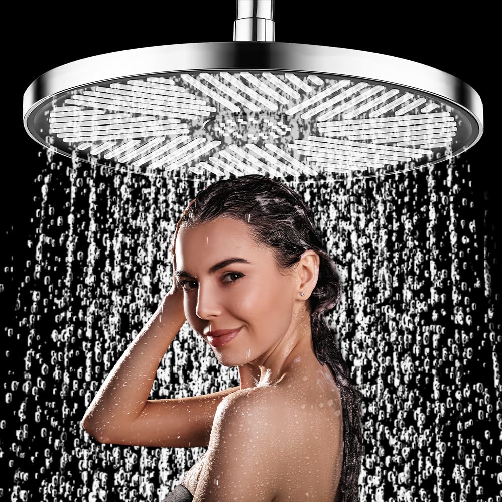 LONGHEXINA Shower Head High Pressure, Rainfall Shower Head 10 Inch ...