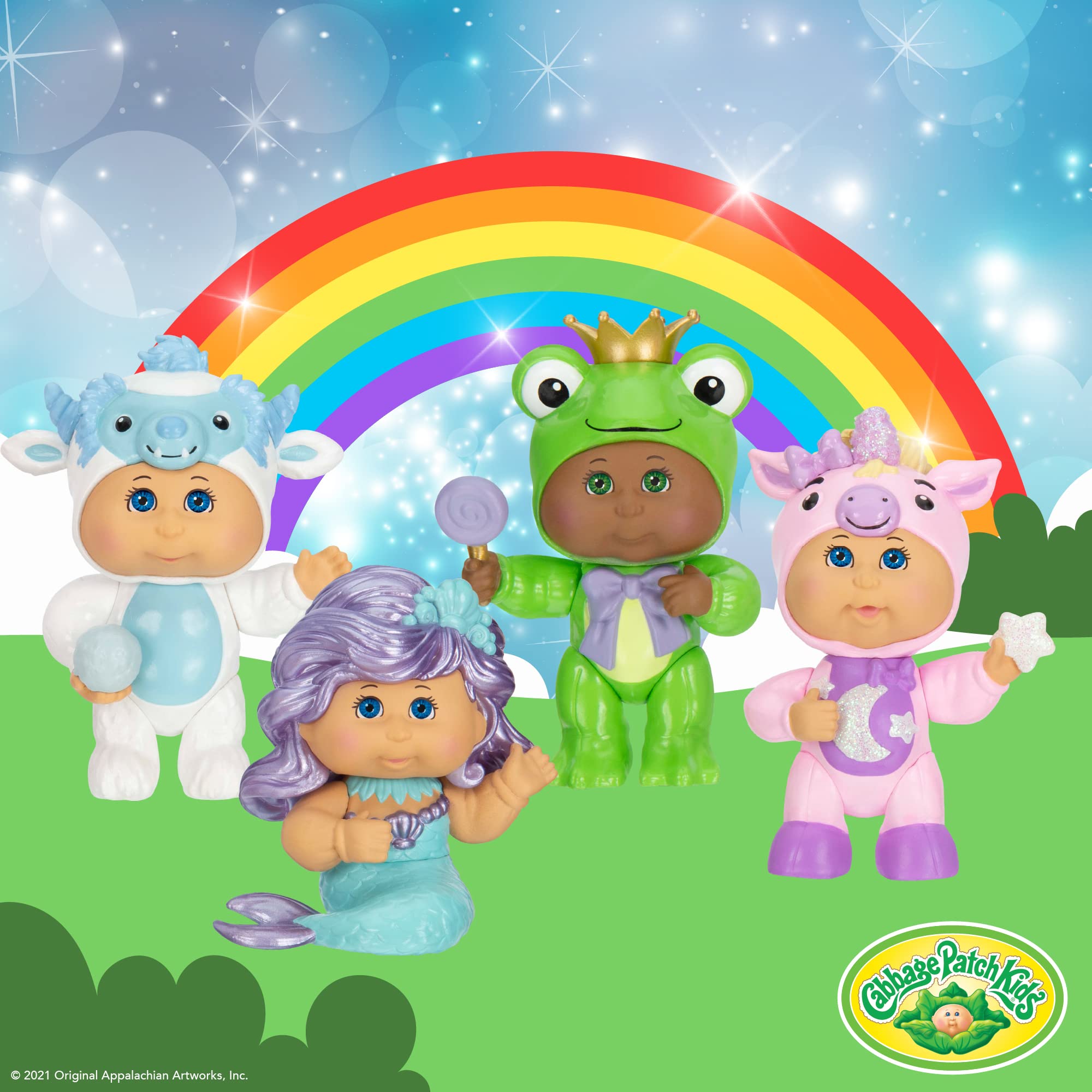 Cabbage Patch Kids Cutietown Fantasy Friends, 3”, 4-Figure Pack ...