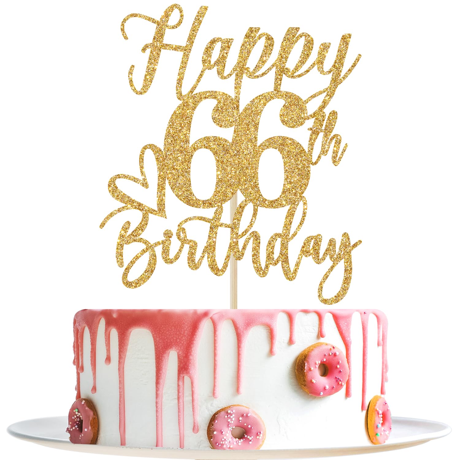 Happy 66th Birthday Cake Topper, 66th Birthday Decorations for Men/Women, Cheers to 66 Years ...