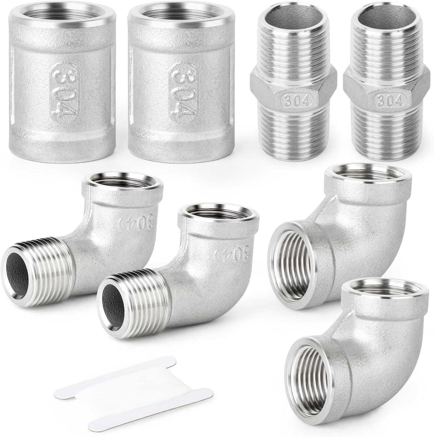 TAISHER 8PCS 304 Stainless Steel 90 Degree Elbow，Hex bushing，Coupling 1 ...