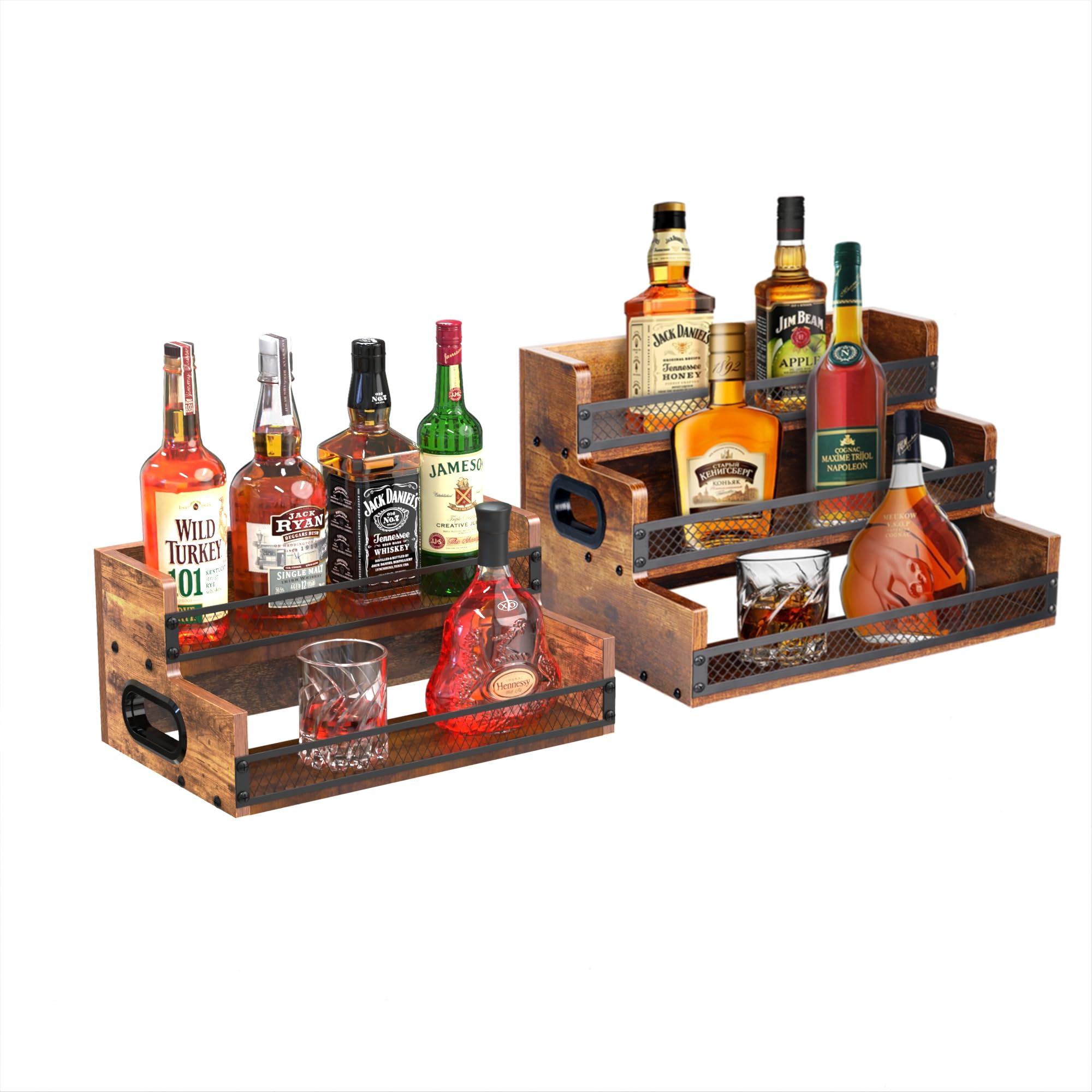 Amazon.com: 2 Pack Liquor Bottle Display Shelf, Coffee Syrup Rack ...