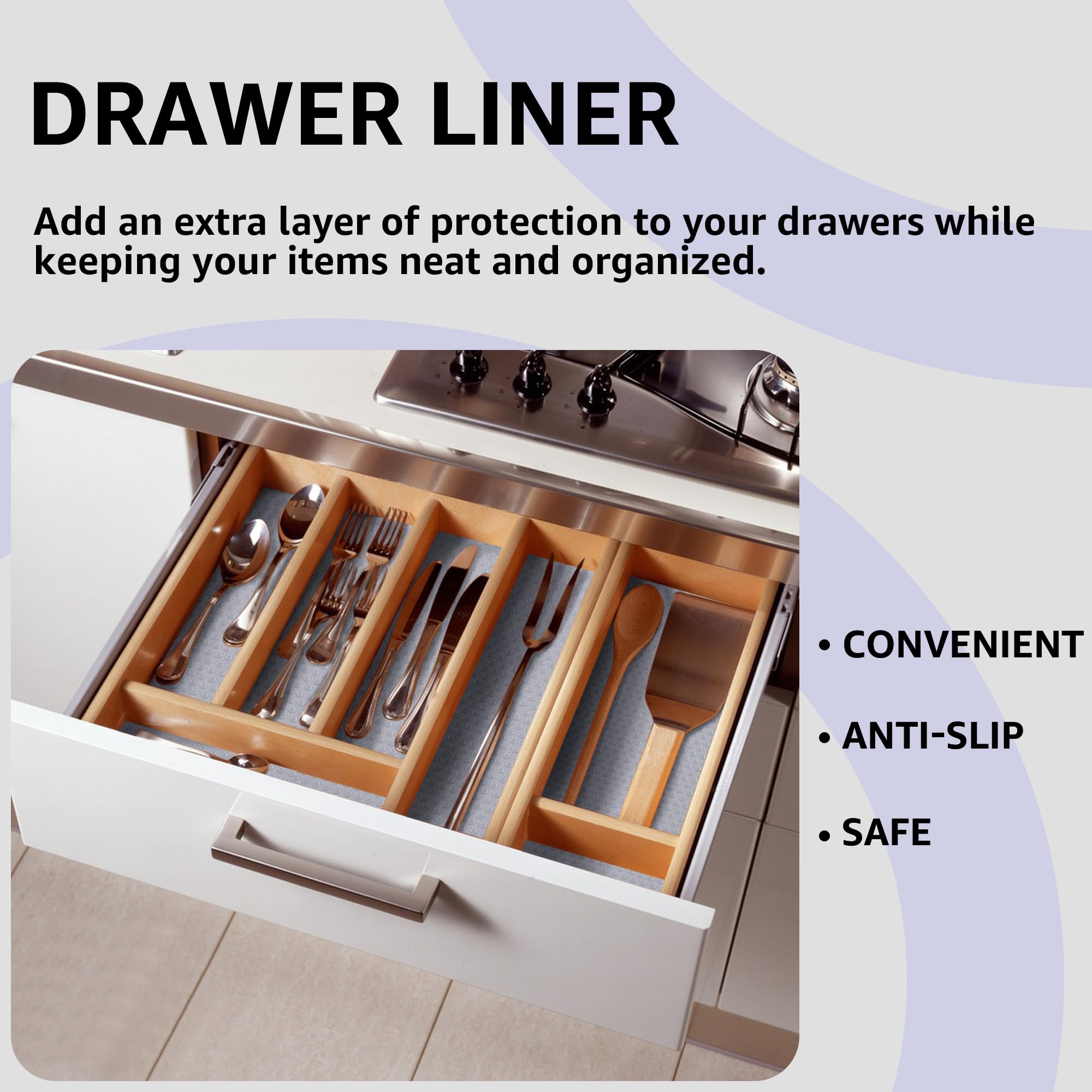 Shelf Liner 24 inch Wide - Waterproof Cabinets Liners, Non Adhesive ...