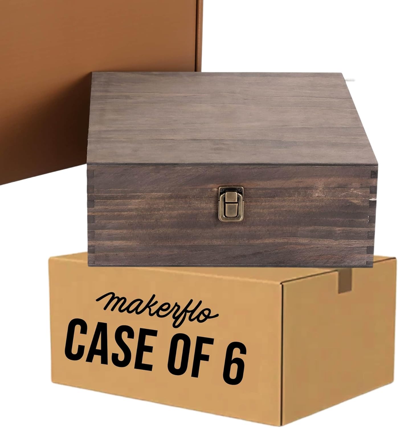 Amazon.com: makerflo Large Dark Walnut Wooden Keepsake Memory Box Case ...