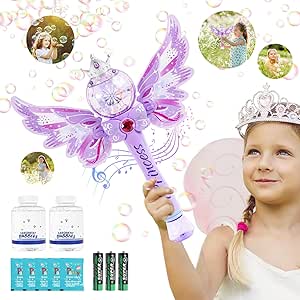 Amazon.com: Princess Magic Bubble Wand Blower for Kids,Music & Light Up ...