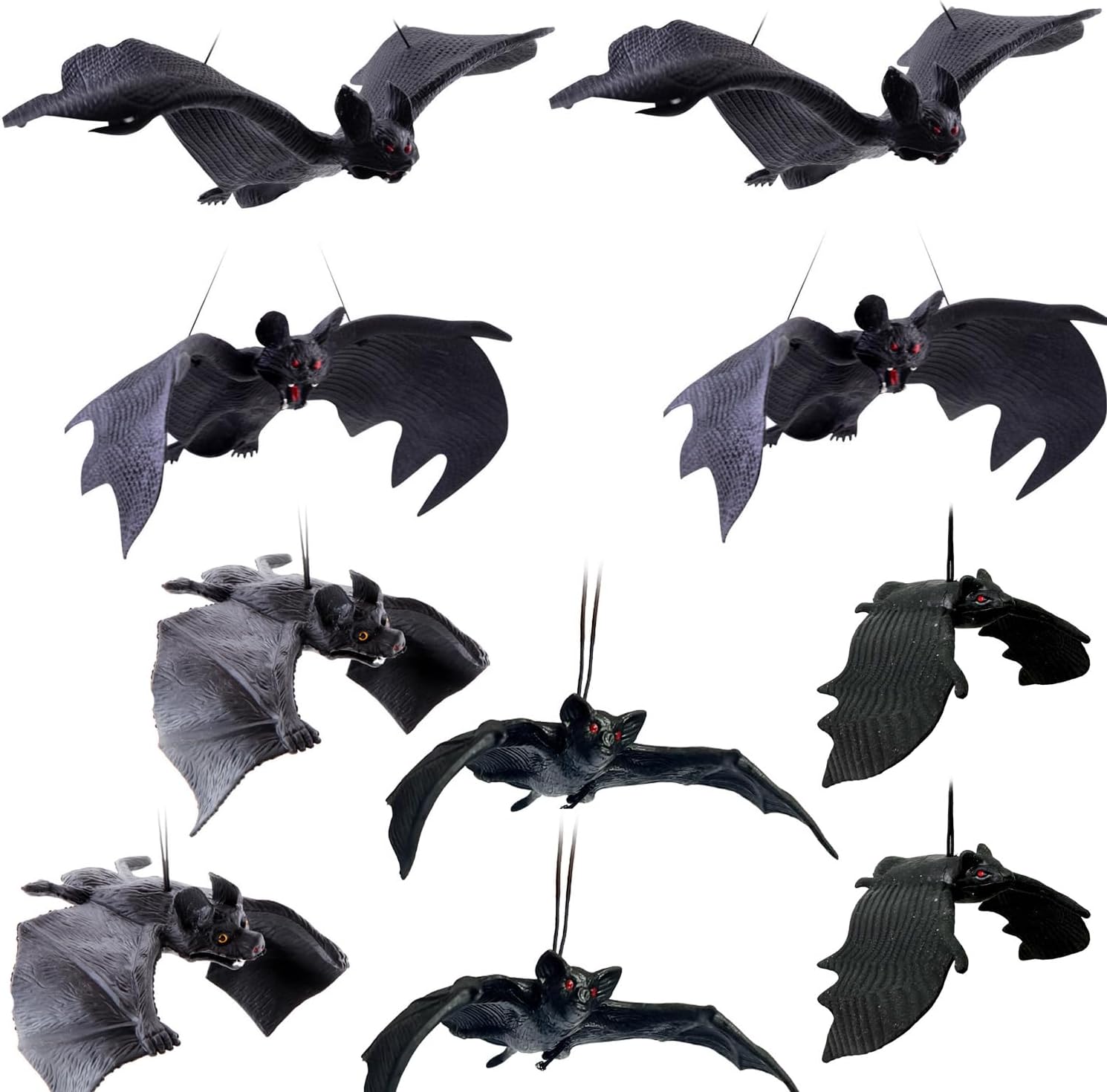 Amazon.com: 10Pcs Halloween Hanging Ornaments Realistic Bat Decorations ...