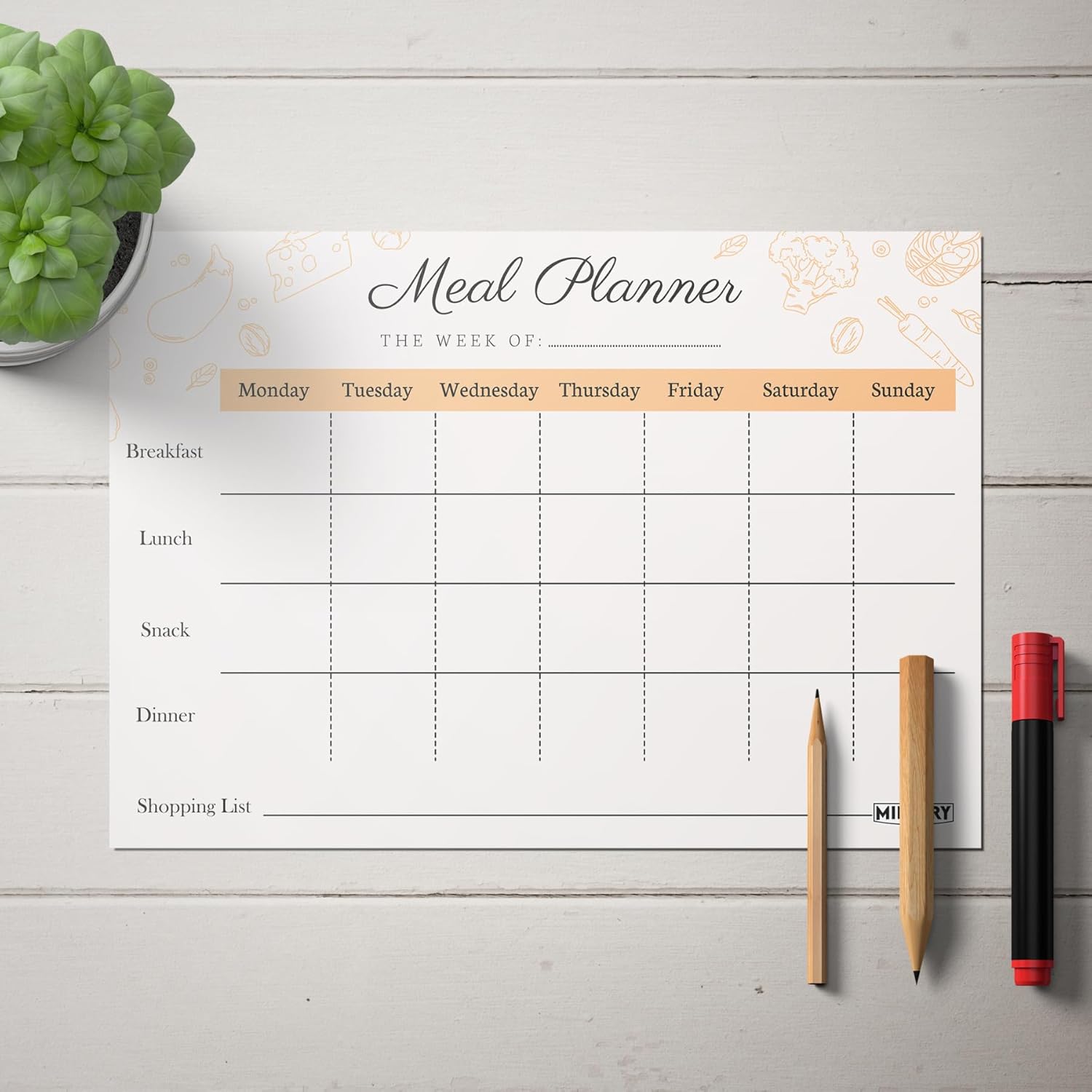 Mimikry Weekly Meal Planner Notepad with Fridge Magnet - Undated 50 ...