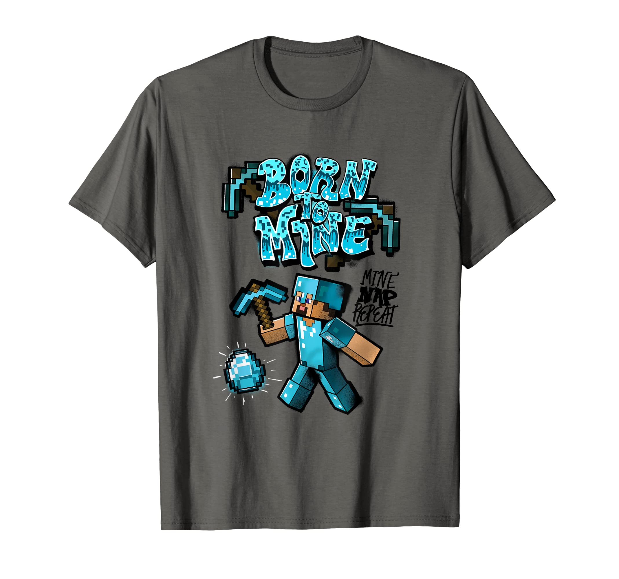 Amazon.com: Minecraft Steve Diamond Armor Born To Mine T-Shirt ...