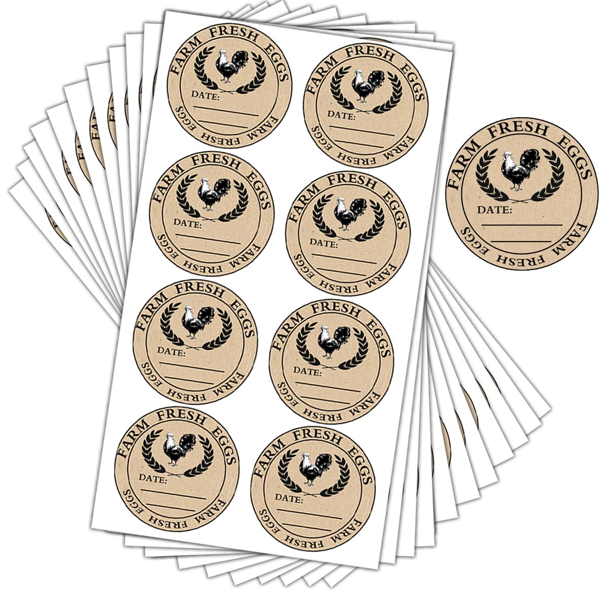 Kraft Farm Fresh Eggs Stickers 2 Inch Round Writable Happy | Desertcart ...