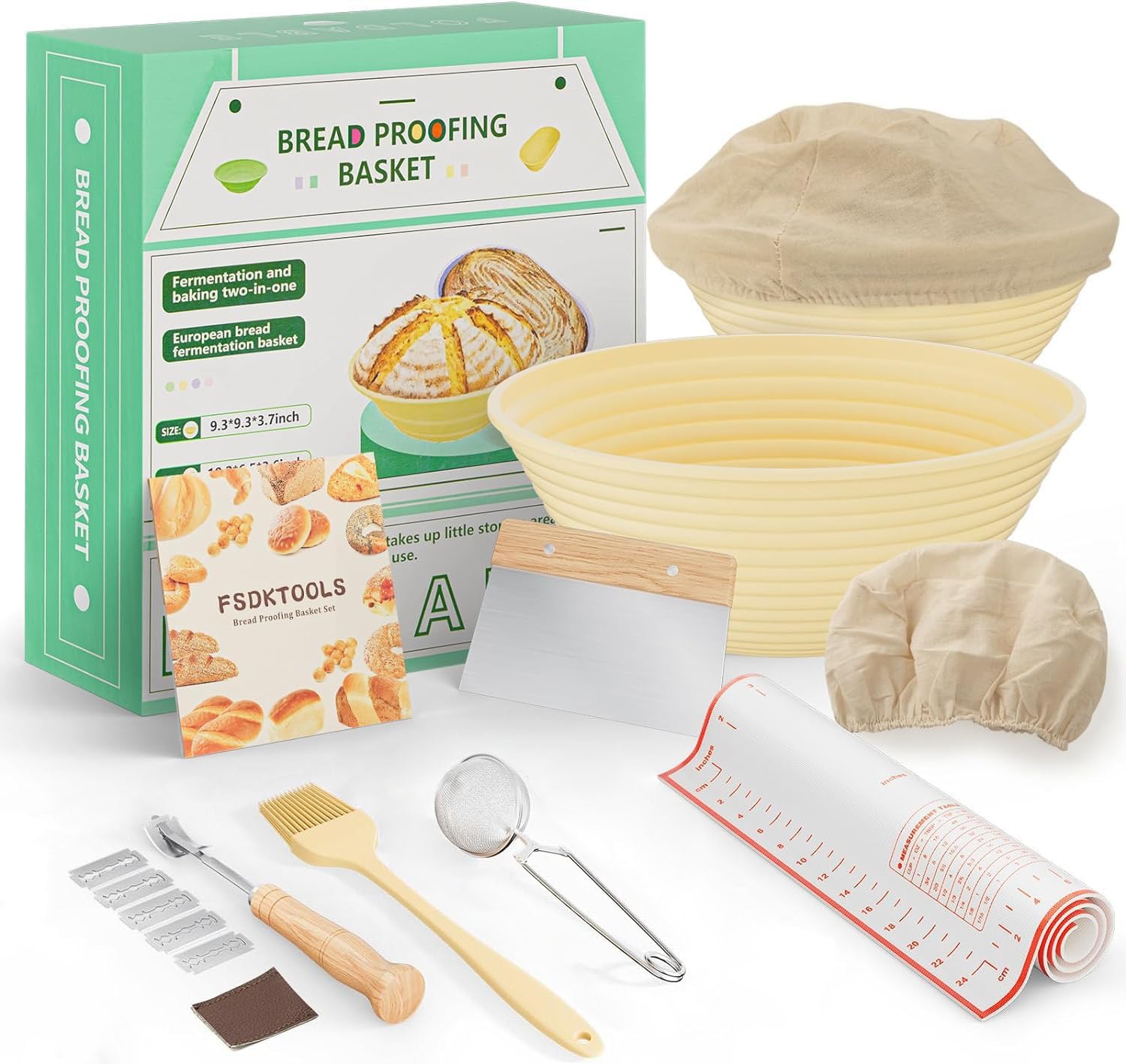 Amazon.com: FSDKTOOLS Silicone Banneton Bread Proofing Basket Set of 2 ...