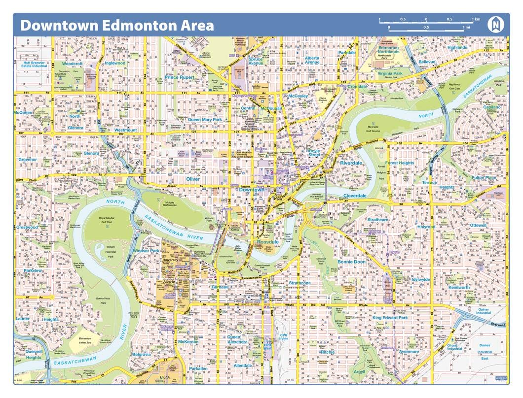 Lucidmap: Edmonton Downtown - Compact - 21.5" x 16.25" Laminated ...