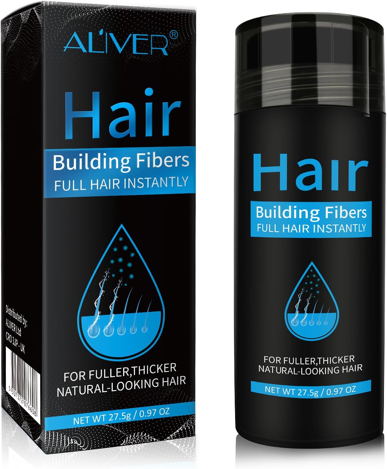Amazon.com: Aliver Hair Fibers for Thinning Hair - Black - 27.5Gr ...