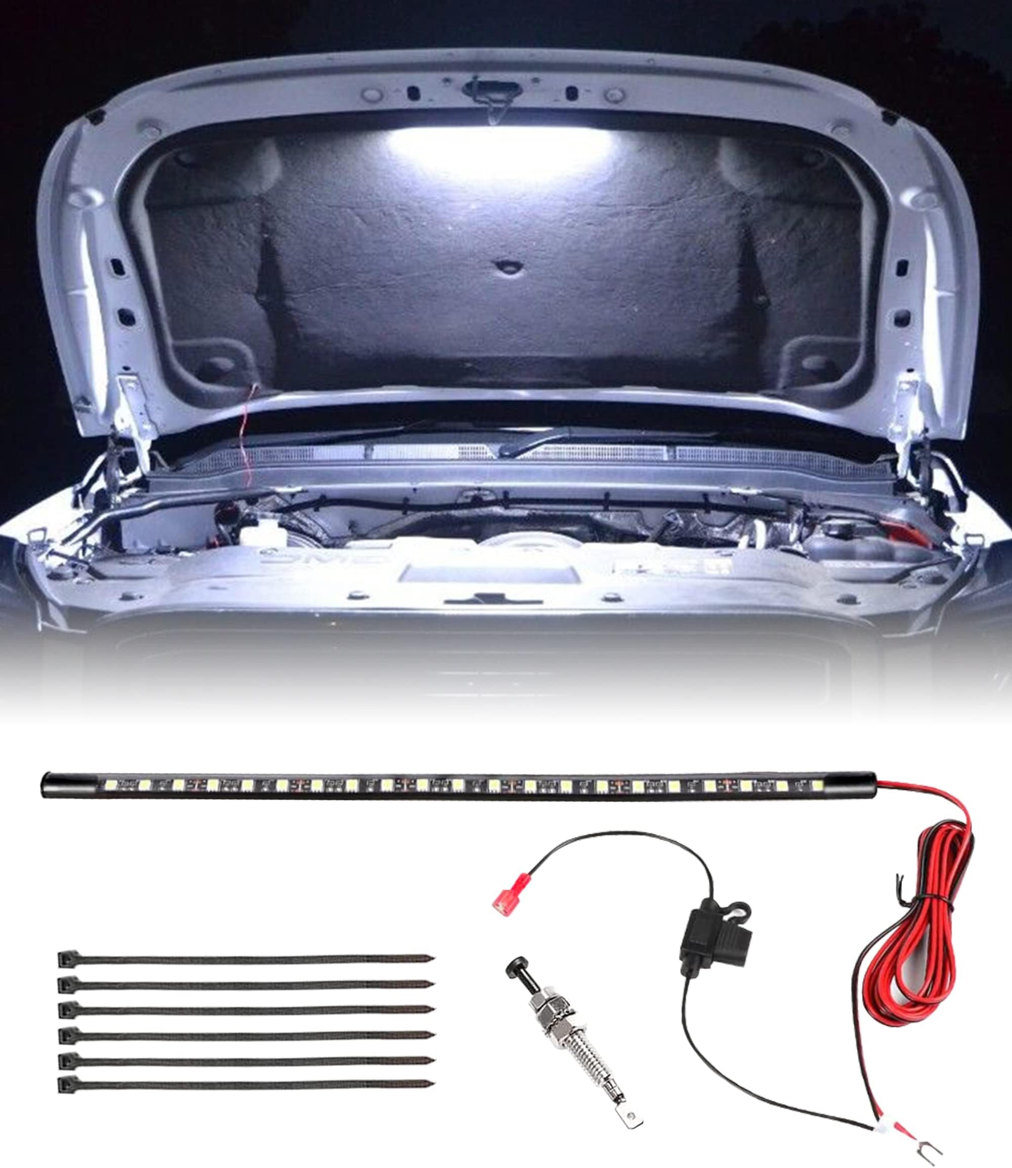 Amazon.com: YAKEFLY 12V Waterproof Car Hood Work Inspection Lights ...