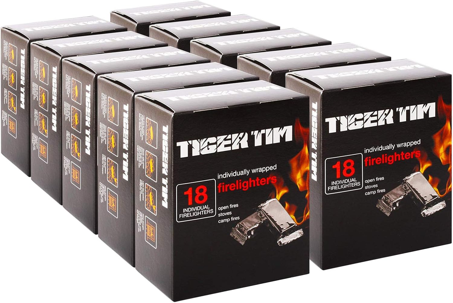 Tiger Tim 180 Individually Wrapped Firelighters Mess-Free Safe ...