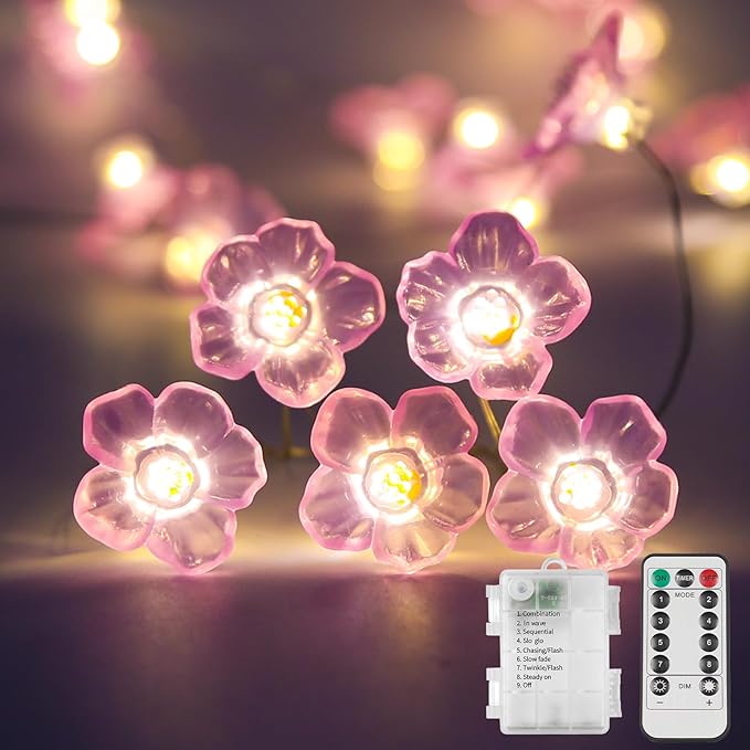Amazon.com: suddus Cherry Blossom Lights, 12.8 ft 40 LED Flower String ...