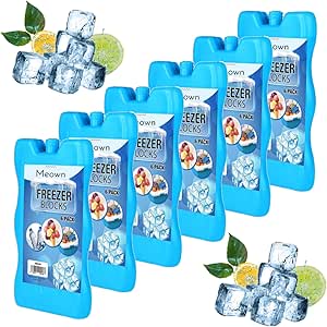Meown Pack of 6 Reusable Freezer Blocks | Long-Lasting Ice Packs for ...