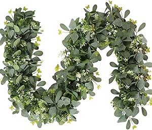 Amazon.com: SOMYTING Artificial Eucalyptus Garland 2 Pack 6ft Fake Eucalyptus Leaves Hanging ...