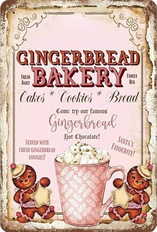 Amazon.com: Chic Christmas Gingerbread Sign Pink Christmas Hot Cocoa ...